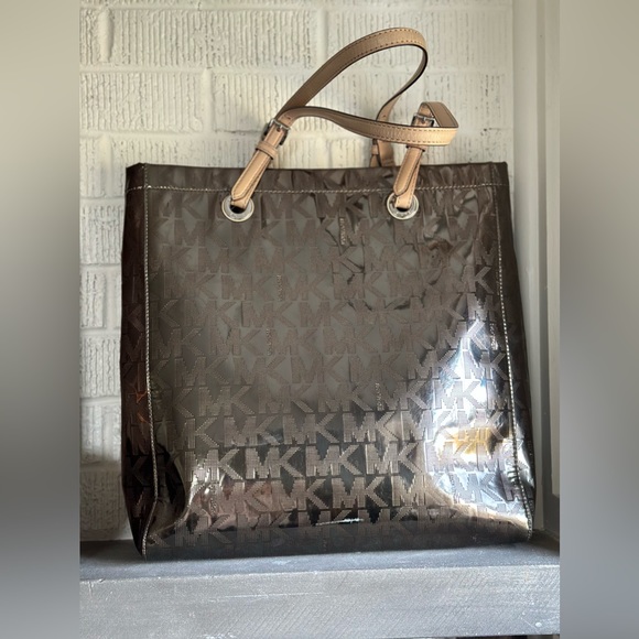 Michael Kors | Bags | Michael Kors Bronze Brown Metallic Mk Tote Like ...